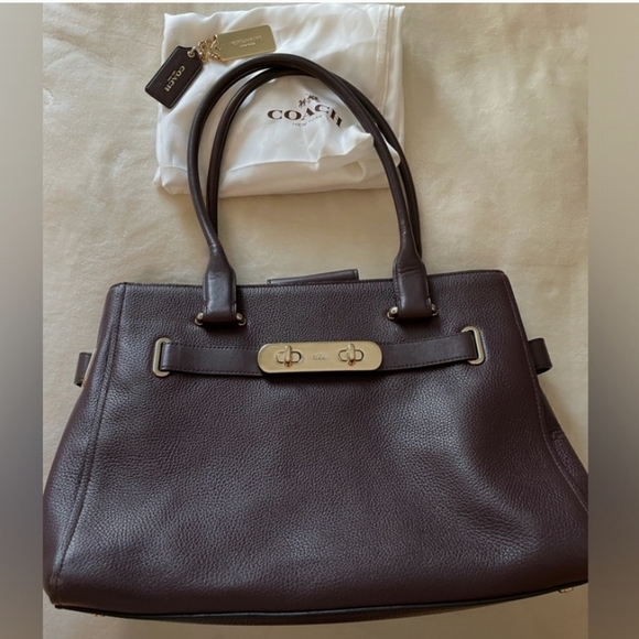 Coach | Bags | Coach Burgundy Leather Swagger Tote With Dust Bag And ...